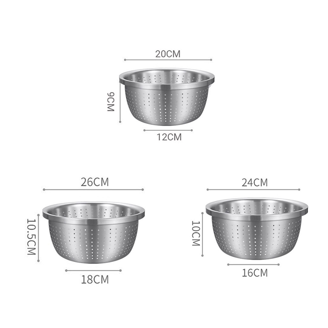 2X Stainless Steel Nesting Basin Colander Perforated Kitchen Sink ...