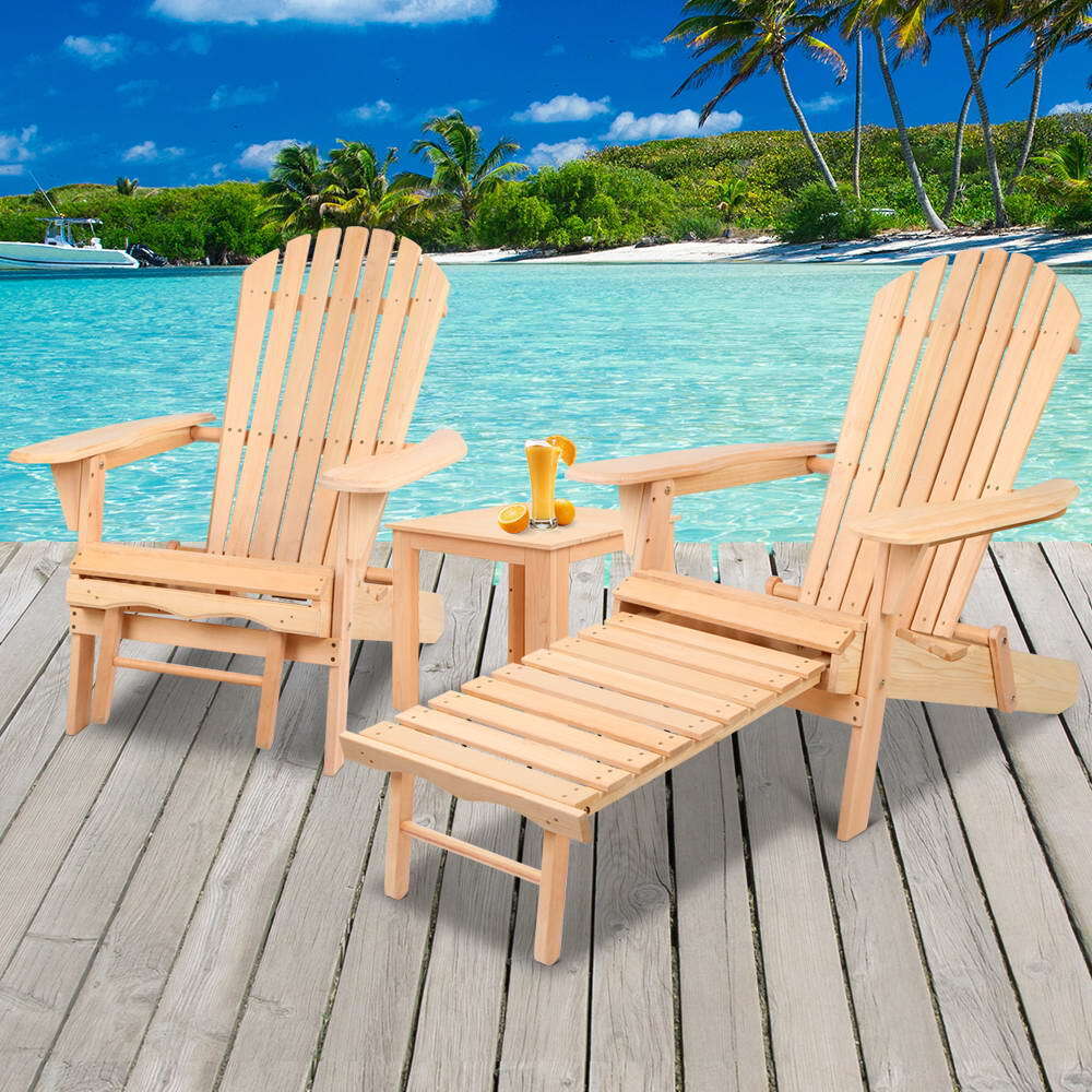 3 Piece Outdoor Beach Chair and Table Set - Gardeon