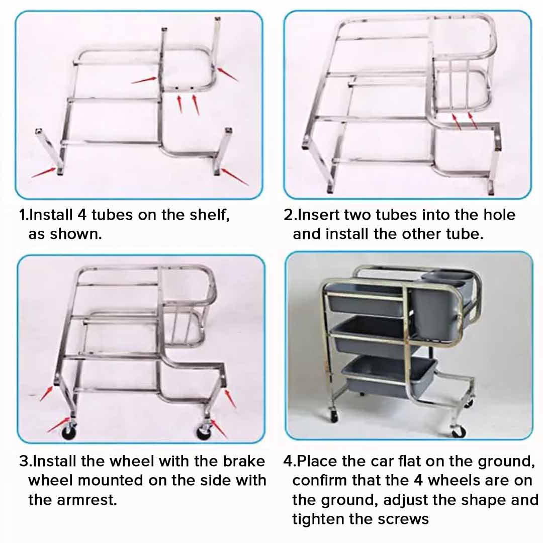 3 Tier Food Trolley Food Waste Cart Five Buckets Kitchen Food Utility ...