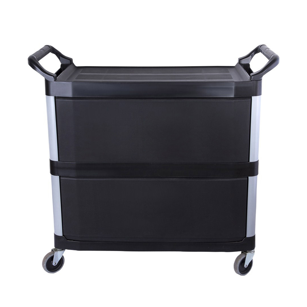 2X 3 Tier Covered Food Trolley Food Waste Cart Storage Mechanic Kitchen ...
