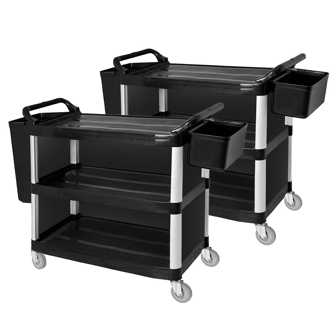 2X 3 Tier Covered Food Trolley Food Waste Cart Storage Mechanic Kitchen ...