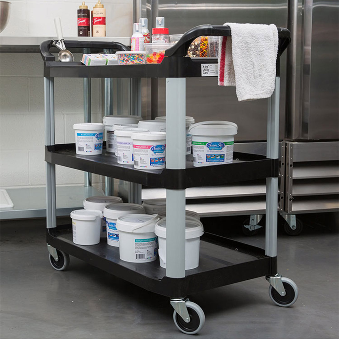 2X 3 Tier Food Trolley Food Waste Cart Food Utility Mechanic Kitchen Large