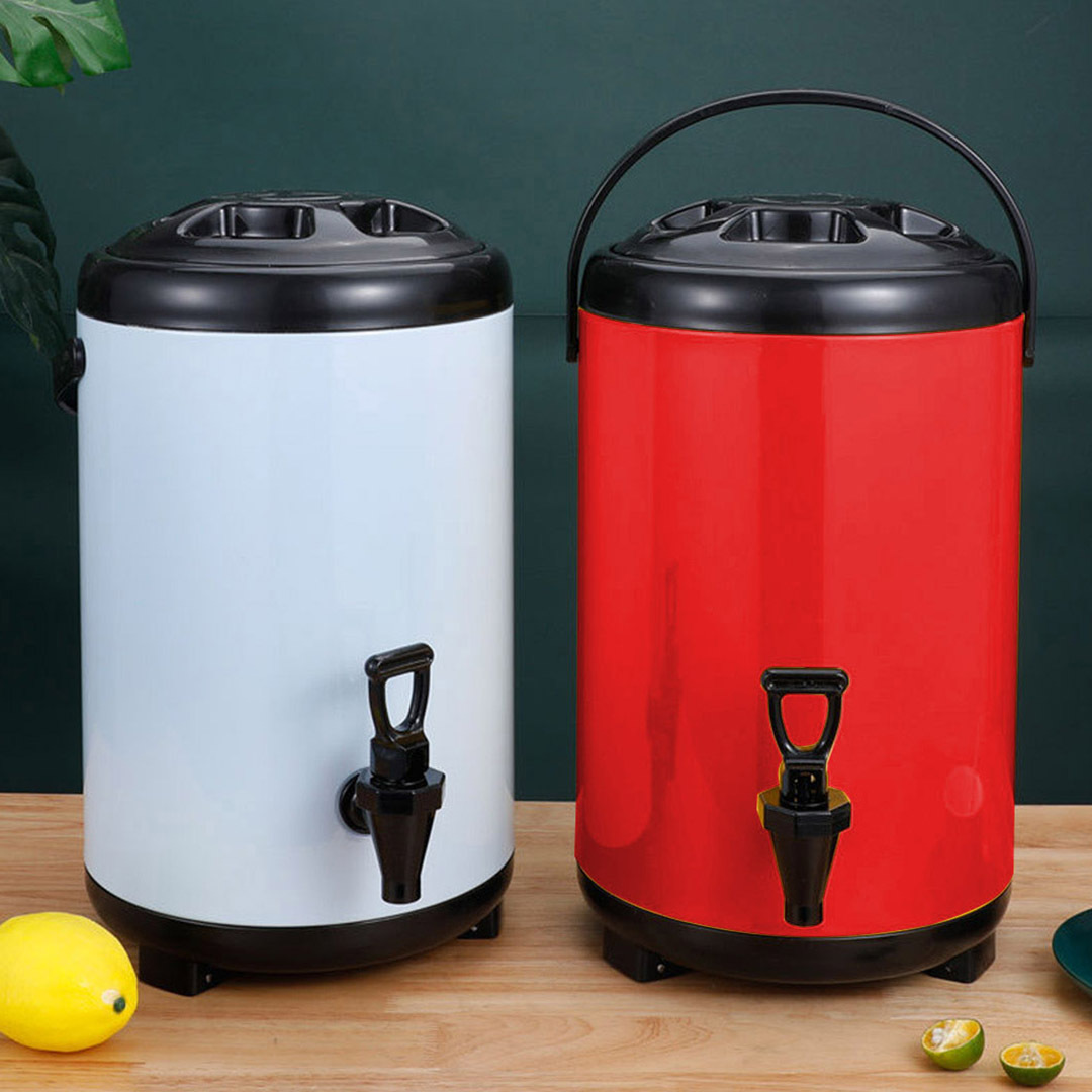 8X 8L Stainless Steel Insulated Milk Tea Barrel Hot and Cold Beverage ...