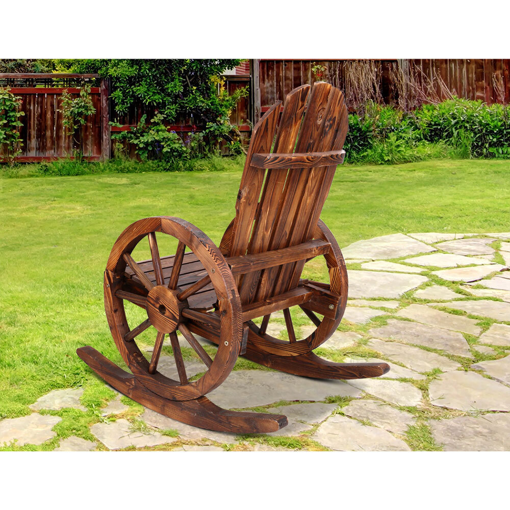 Wagon Wheels Rocking Chair - Brown - Gardeon