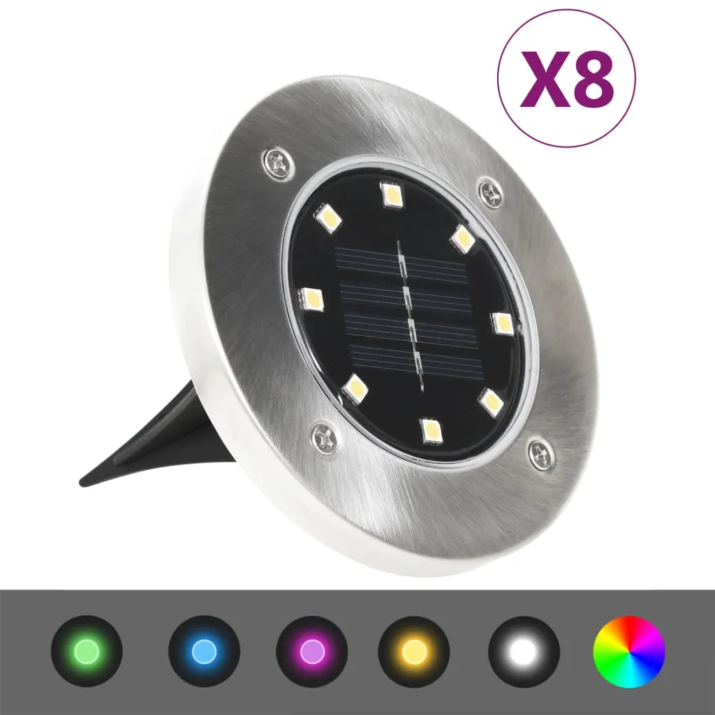 Solar Ground Lights 8 pcs LED Lights RGB Colour - HR22-VX-60324