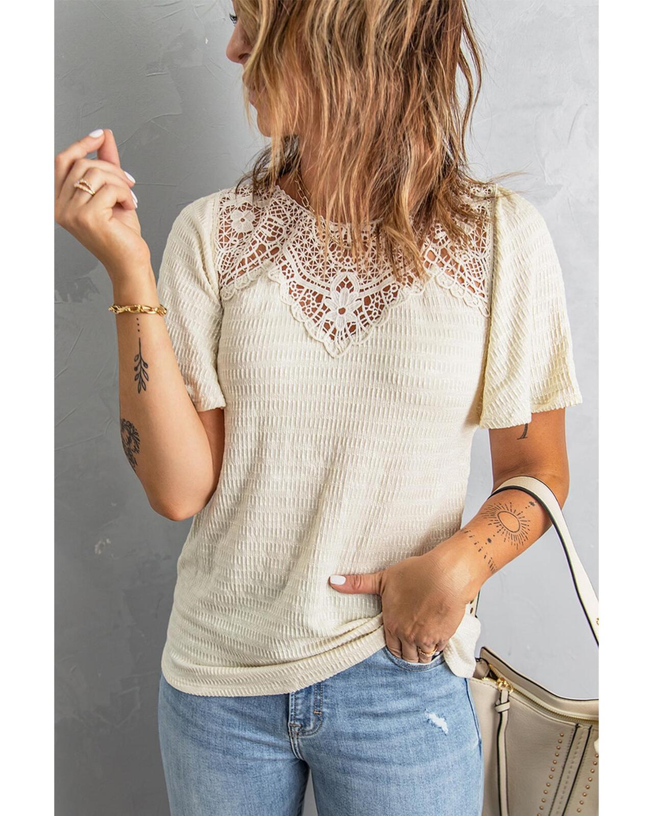 Azura Exchange Flutter Sleeve Crochet Top
