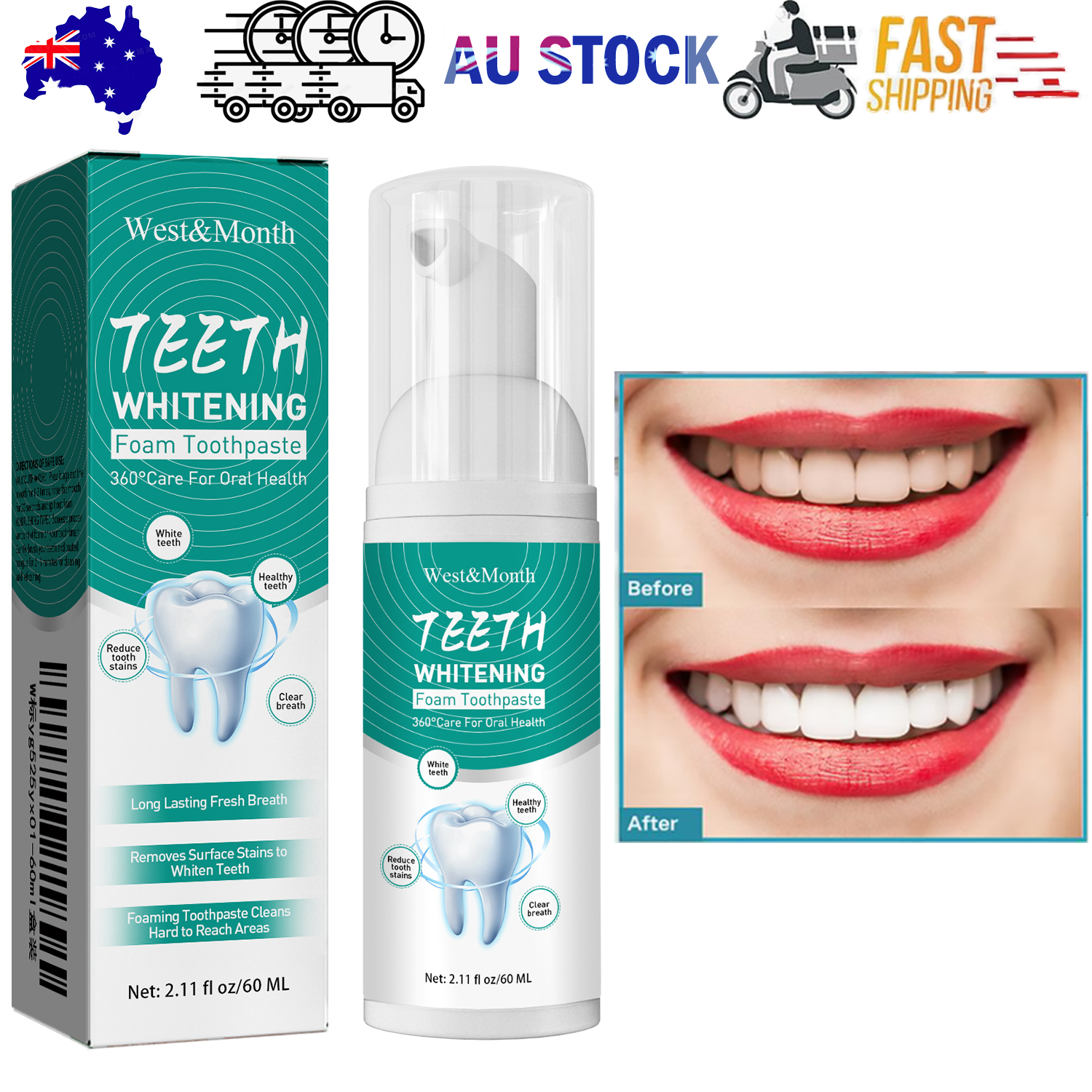 Foam Toothpaste Breath Freshening Whitening Toothpaste Tooth Anti-Moth ...