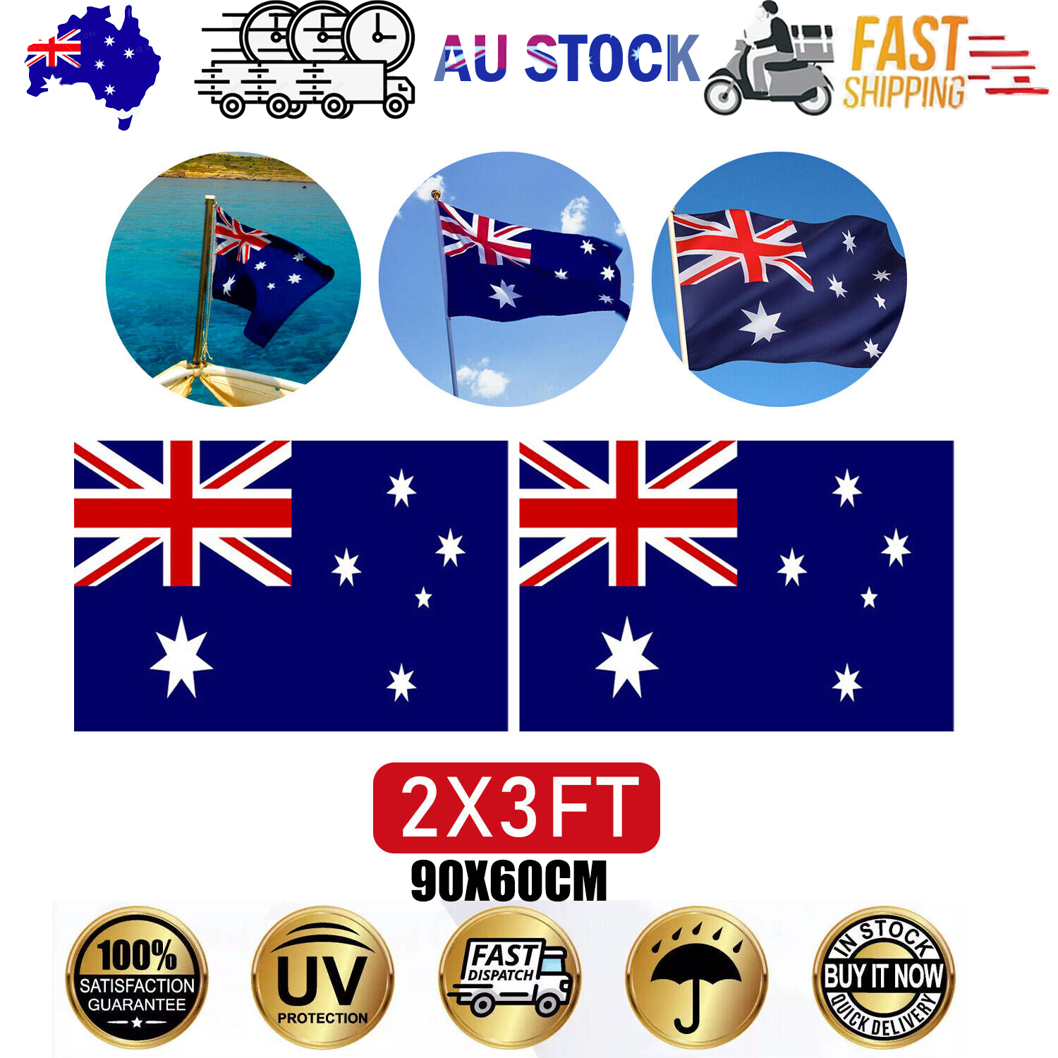 2 Pack Australian Aussie Flag Australia Anzac | HR Sports