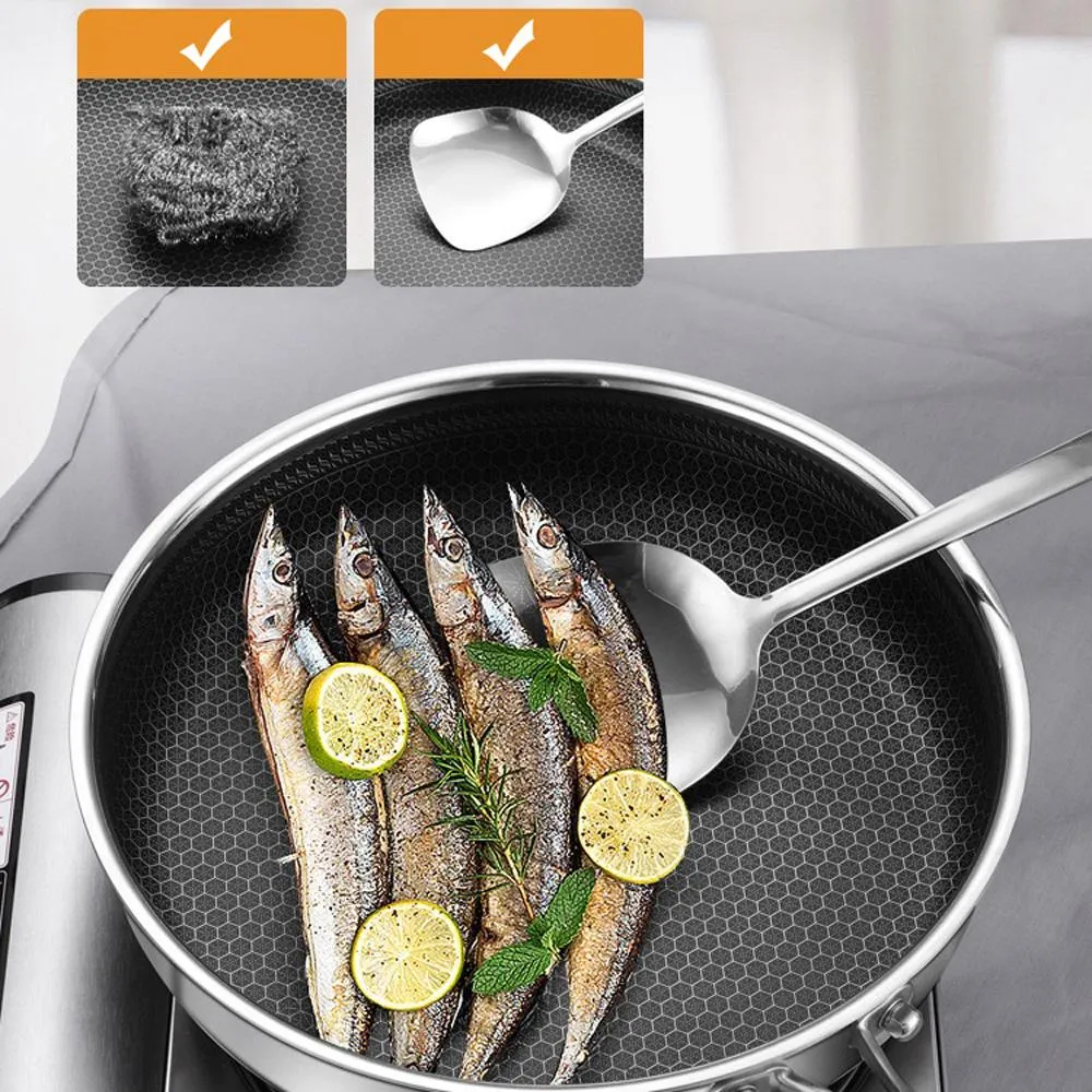 Stainless Steel Frying Pan Non-Stick Cooking Frypan Cookware 32cm ...