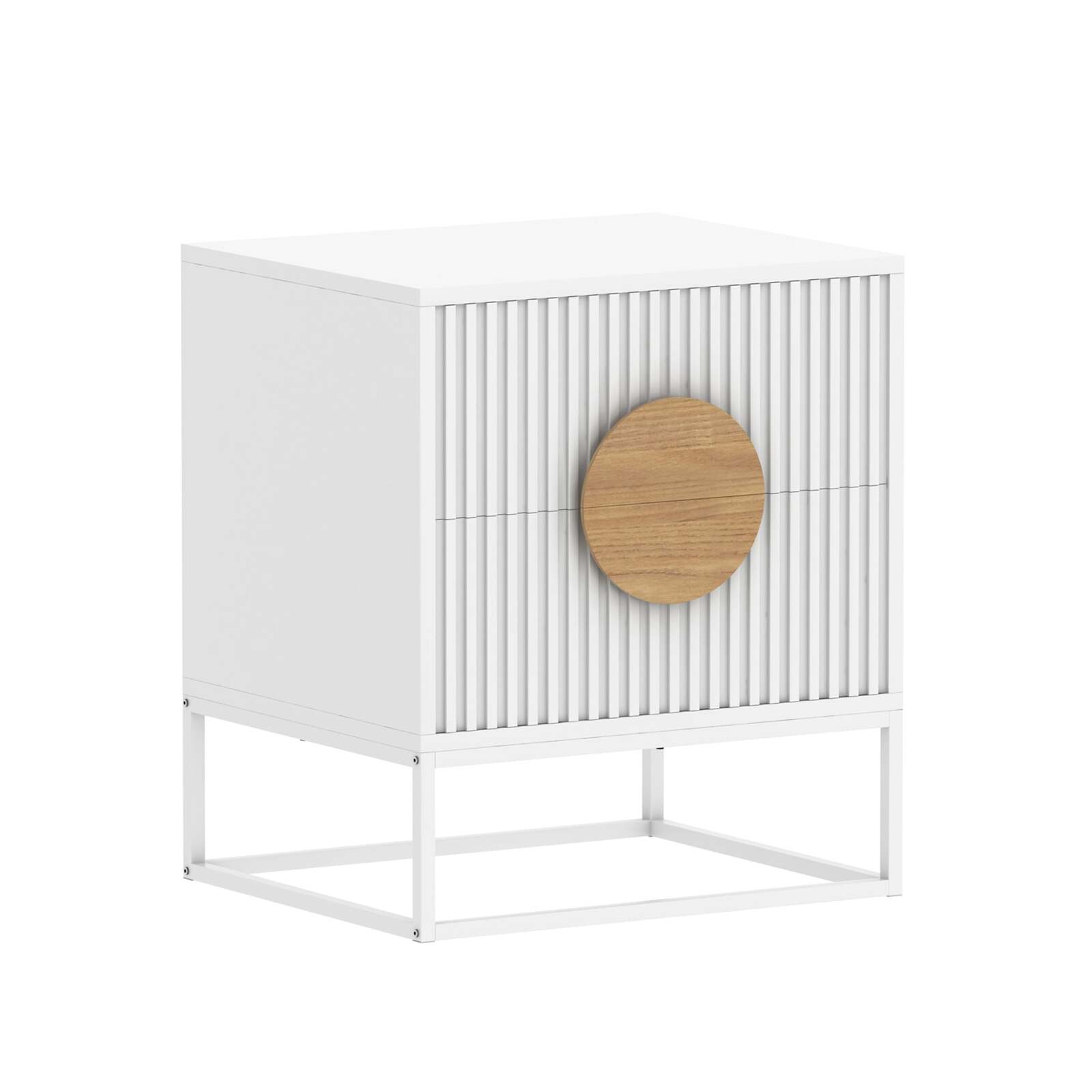 Fluted Bedside Table in White