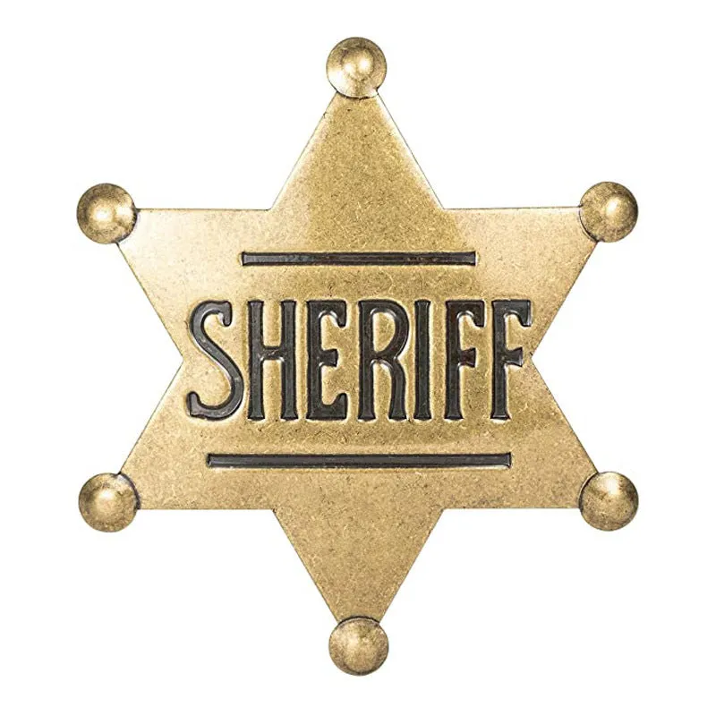 METAL SHERIFF BADGE ASSORTED COLOURS - Silver