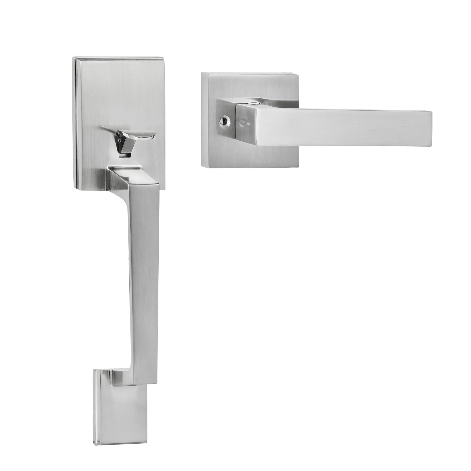 VEVOR Entry Door Handle, Satin Nickel Square Handle Set with Lever Door ...